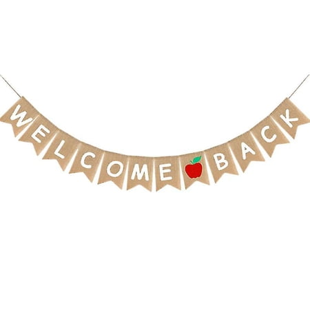Burlap Banner Welcome Back Bunting Starting School Pull Flag Garland ...