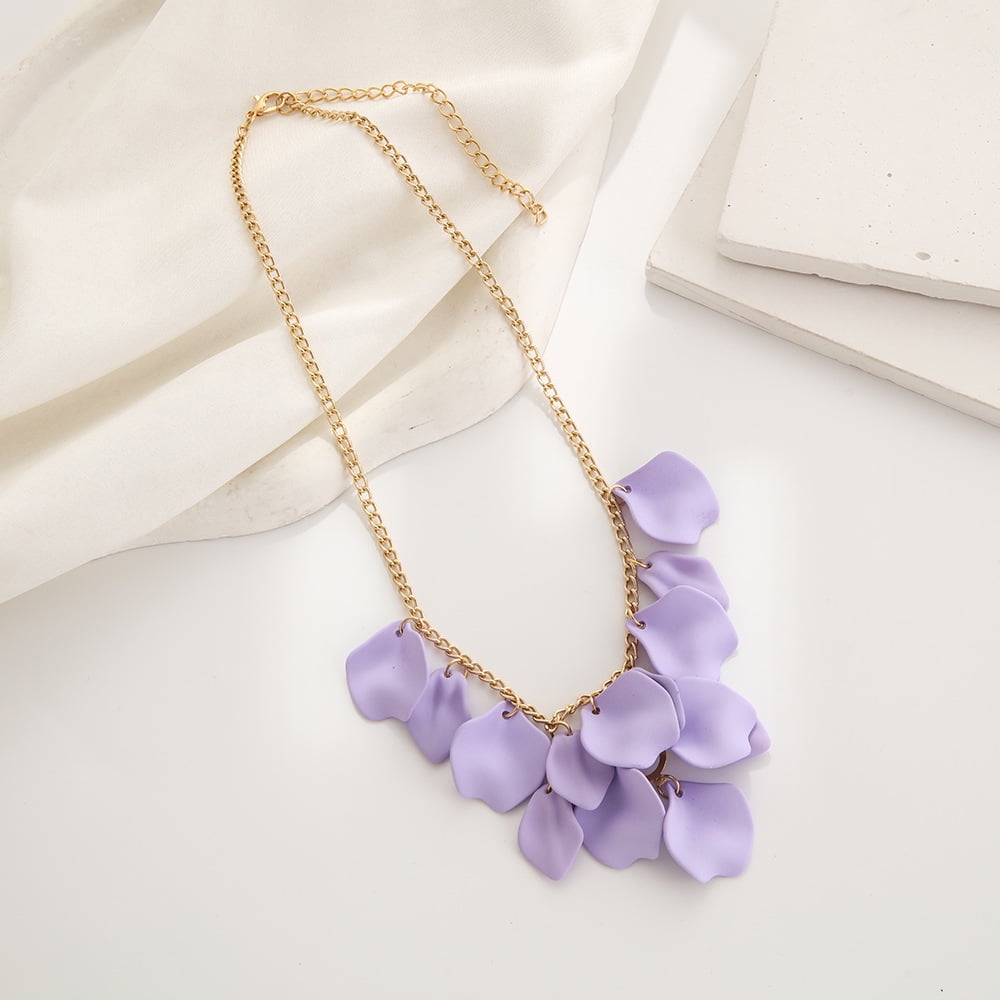 Click here for Zhuge Rose Petal Pendant Chokers Necklace  Romanti... prices