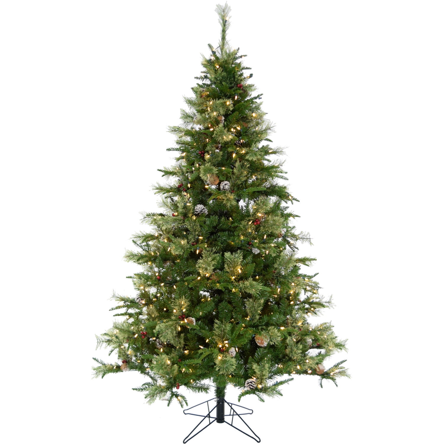 Christmas Time 7.5-Ft Berkshire Pine Green Prelit Christmas Tree with ...