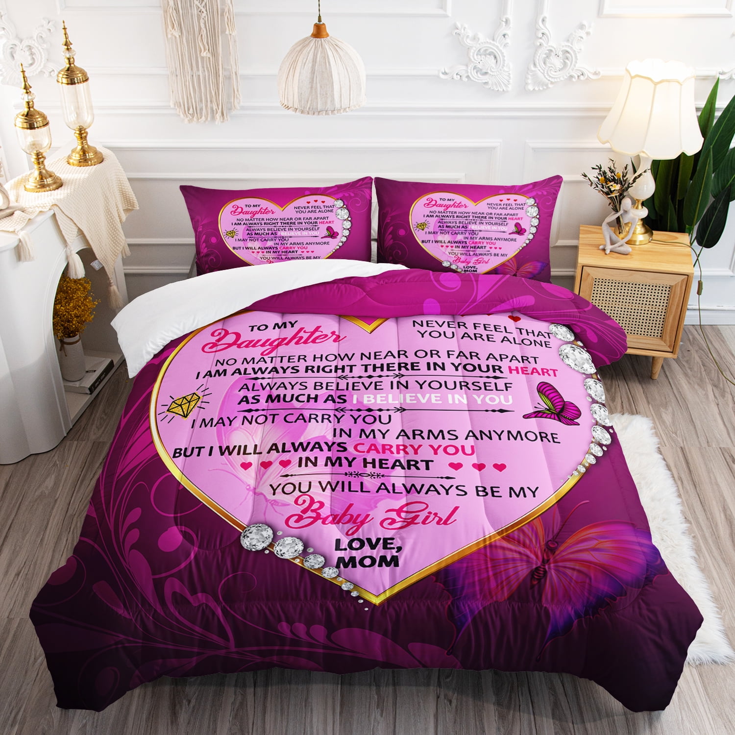 Hosima 3-Piece 3D Digital Comforter With Alphabetic Patterns, Adult And ...