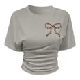 Gyujnb Girls Short Sleeve Crew Neck Ruched Waist Tee with Leopard Bow ...