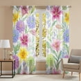 Purple Pink Floral Sheer Curtains 84 Inch Long 2 Panels, Yellow Green ...