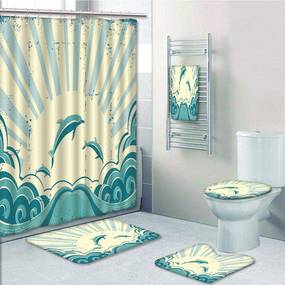 PRTAU Dolphin Nautical Inspirations in Dolphins with Rising Sun Swirled ...