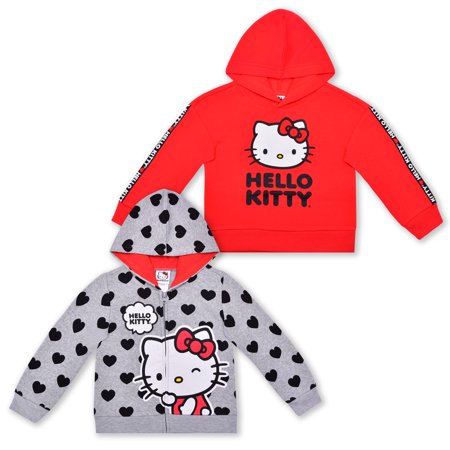 Hello Kitty 2 Piece Red and Grey Heart Print Long Sleeve Hoodie ...