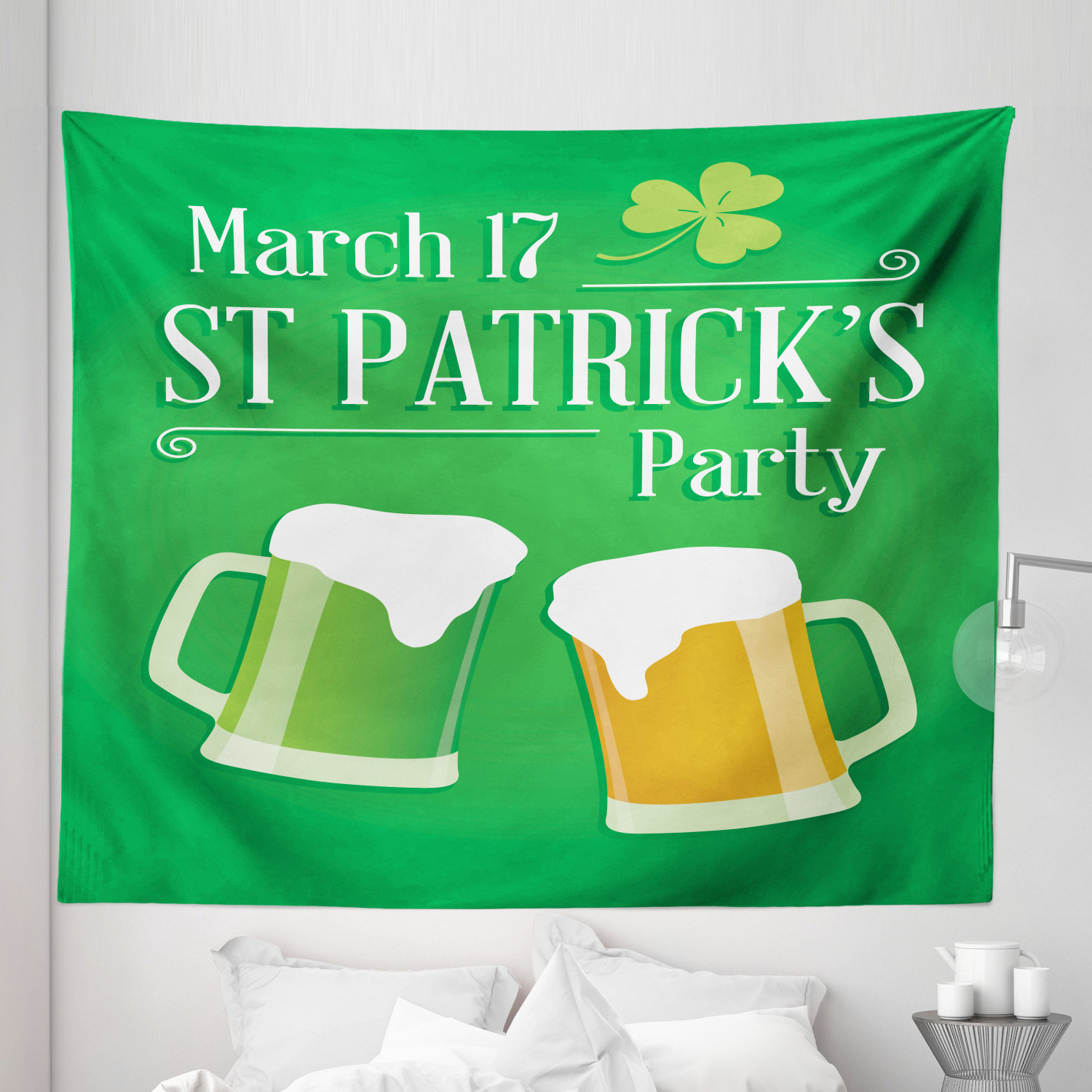 Irish Pub Tapestry, St. Patrick's Day Party Poster Design with Beers ...