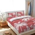 4 Piece Duvet Cover Set Full, Tropical Trees Coral Red Burlap Soft ...