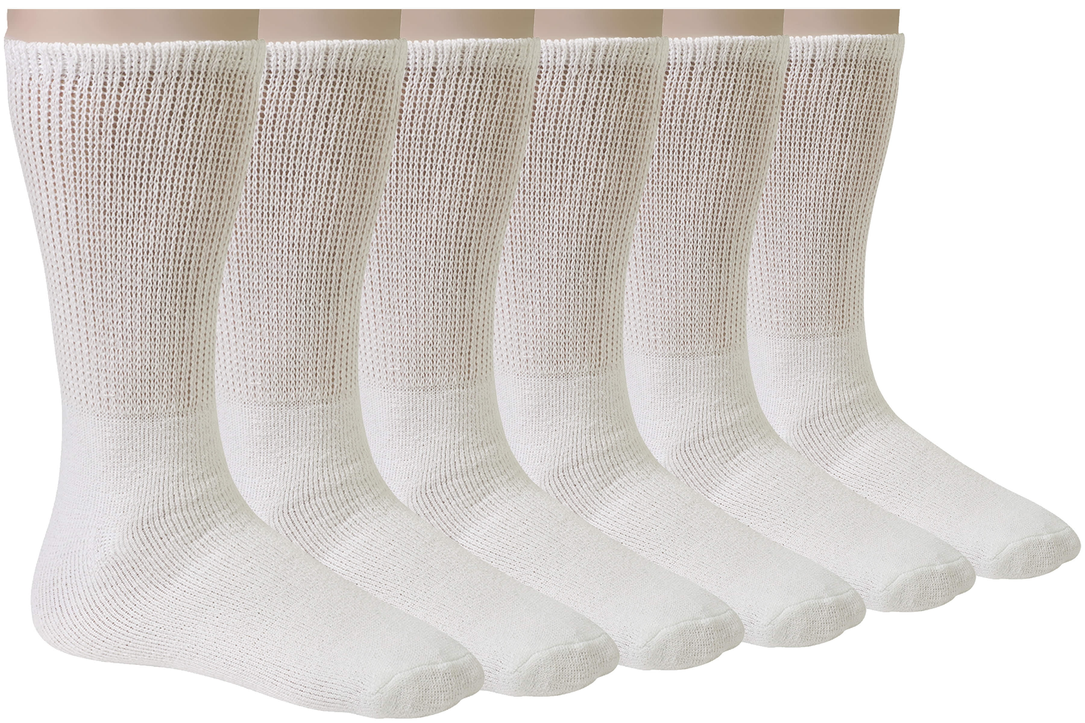 12 Pair 13-15 Size Mens Diabetic Crew Socks, Loose Fit Top Soft Cotton ...