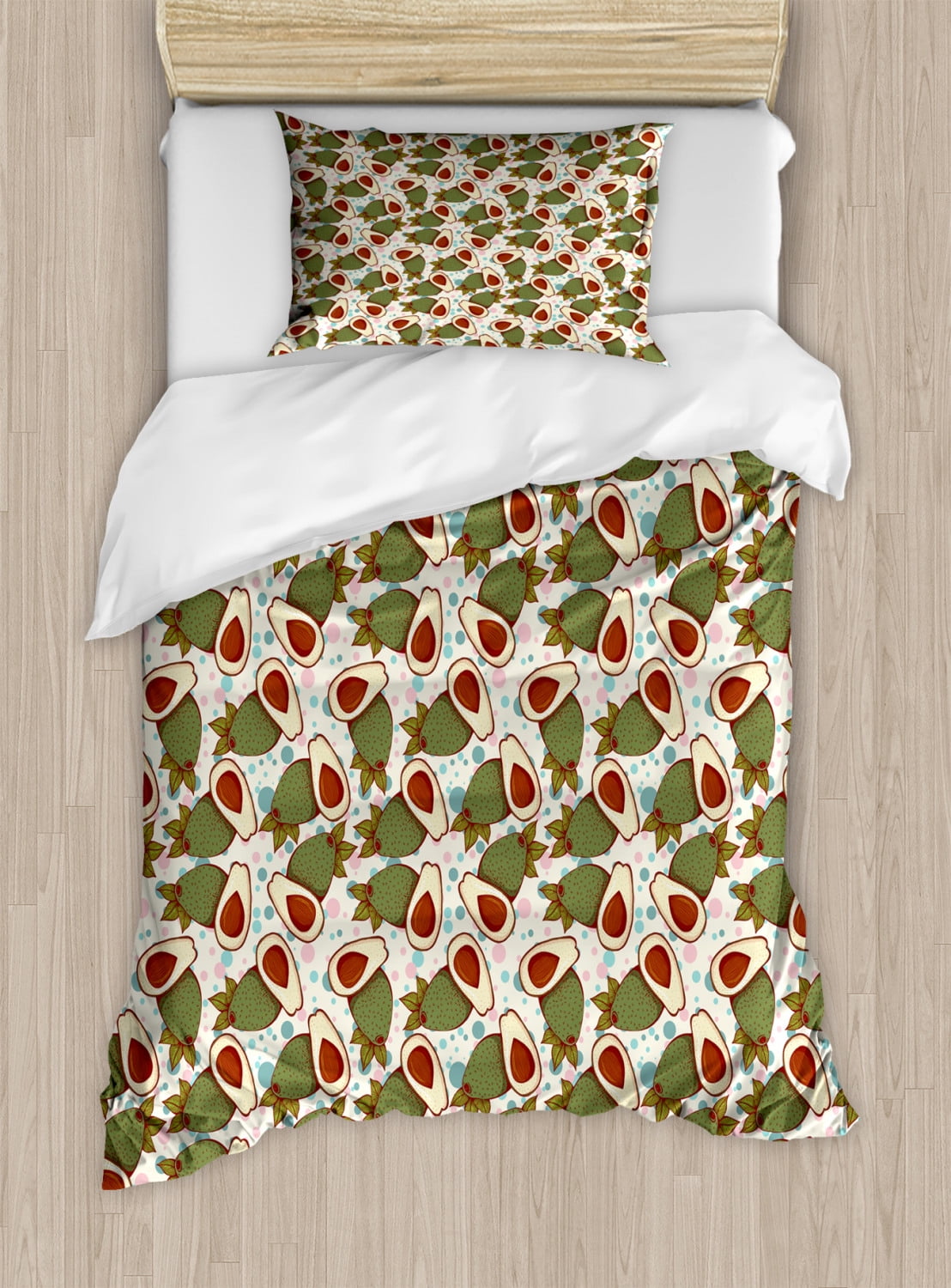 Avocado Duvet Cover Set Twin Size, Tropical Fruits Mexican Guacamole ...
