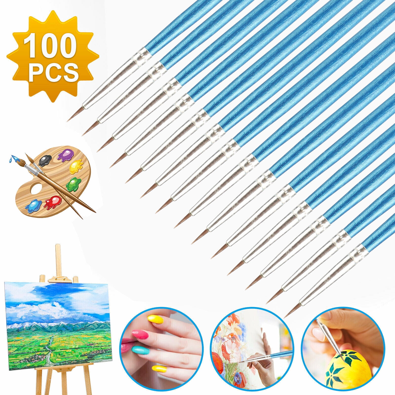100Pcs Round Paint Brushes Small Paint Brushes Classroom Brushes Set ...