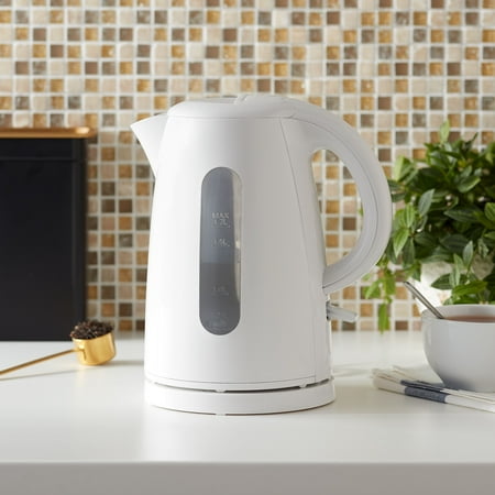 Mainstays 1.7-Liter Plastic Electric Kettle, White - Walmart.com ...