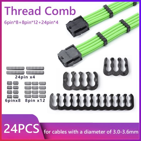 Jinveno 24pcs 6/8/24 Pin Cable Comb for 3.0-3.6mm PC Power Cables ...