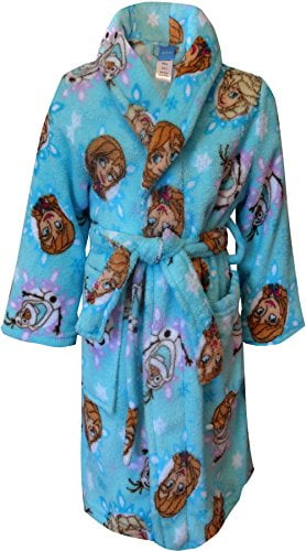 Disney Frozen Elsa, Anna and Olaf Blue Plush Robe for Little Girls (4 ...