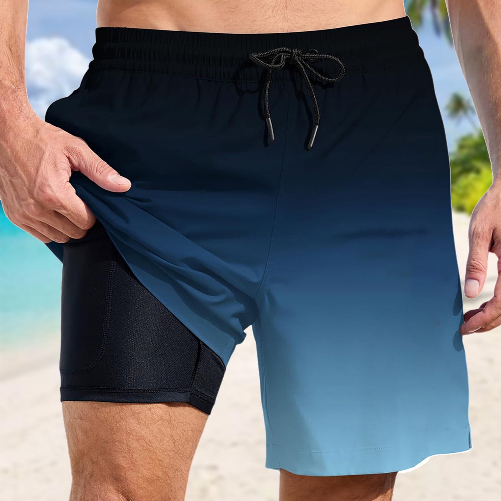 Bañador Corto Para Hombre Con Forro de Compresión y Entrepierna, Con ...