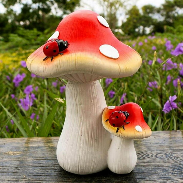 serony Mushroom Statue Crafts Garden Figure for Courtyard Garden Mini ...