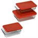 Pyrex 6 Piece Rectangular Storage Value Pack with Red Plastic Covers ...