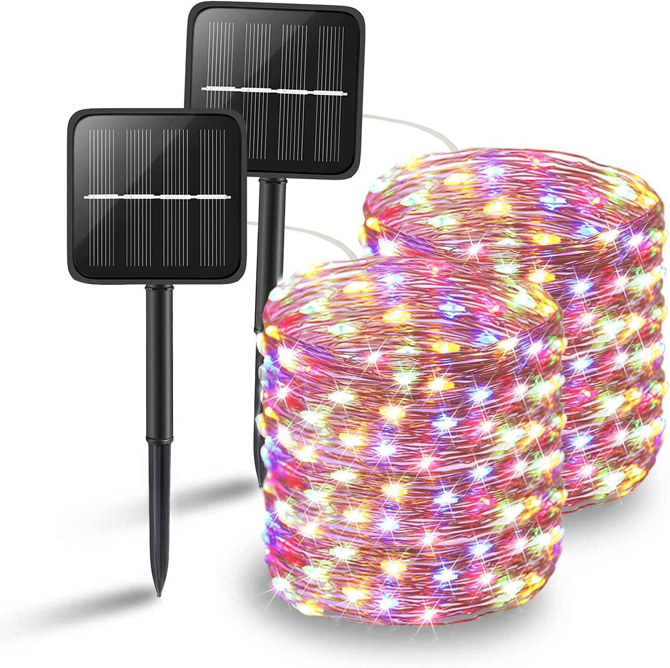 2 Pack 33FT 100 LED Solar Fairy String Lights Waterproof Garden Lights ...