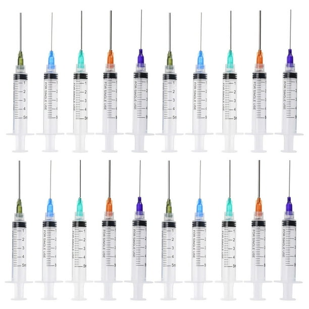 20 Pack 5ml Ink Filling Syringe Luer Lock Plastic Syringes With Platic ...