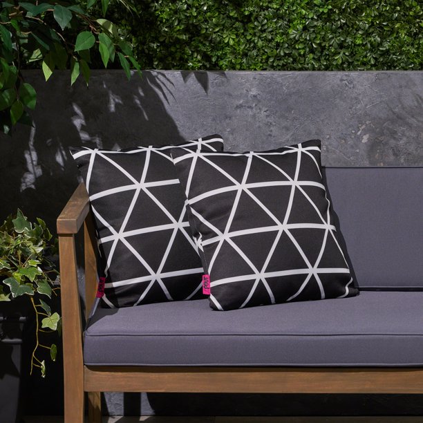 Amelia Outdoor Modern Triangle 17.75" Water Resistant Fabric Square ...