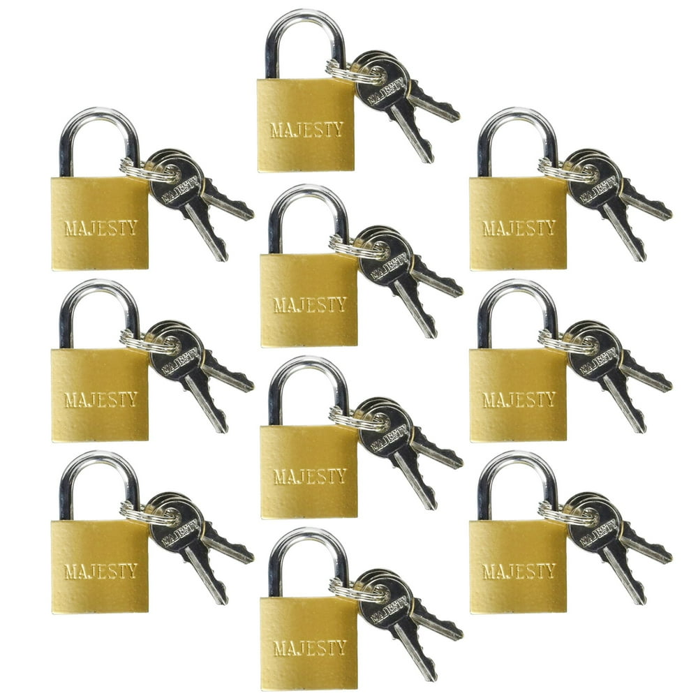 Wideskall 10 Pcs 25mm Solid Brass Mini Padlock Set Pad Locks w/ 2 Keys ...