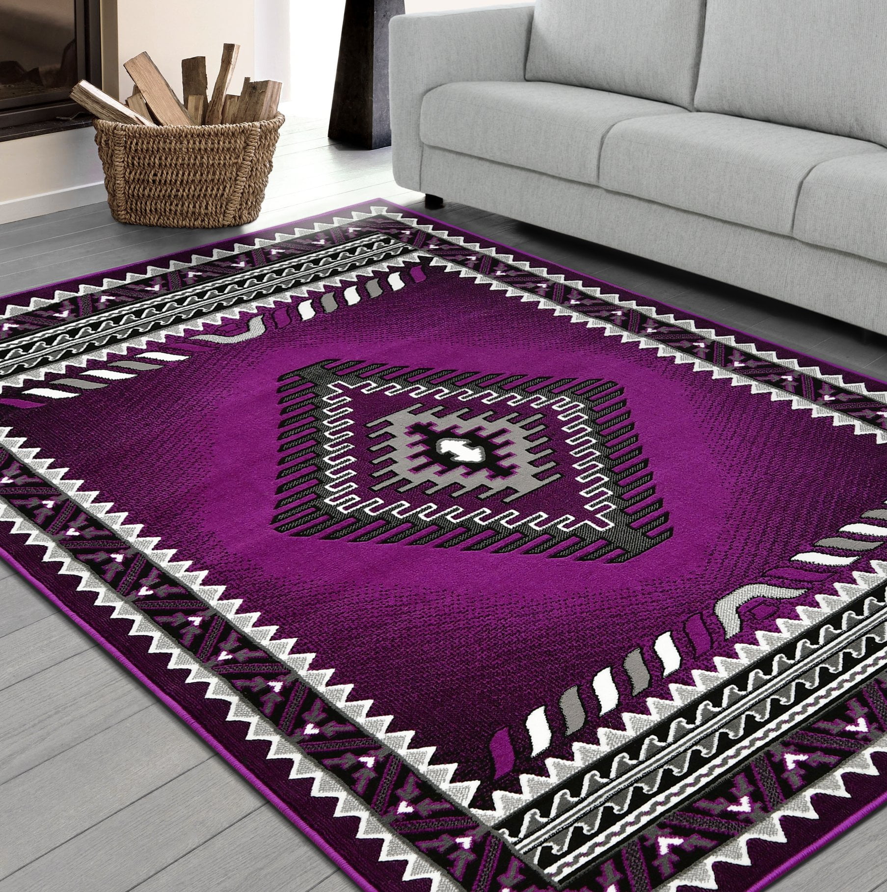 HR Traditional Floorcover Area Rugs Purple Gray and Black - Walmart.com