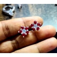 2Ct Round Cut Simulated Red Ruby Flower Stud Earrings 14K White Gold ...