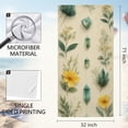 Boho towels A bunch of flowers and crystals on a beige background beaxh ...