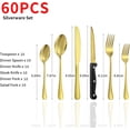 60-Piece Gold Silverware Set with Steak Knives Gold Stainless Steel ...