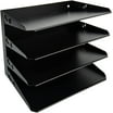 Multi-Tier Wood Desk File Organizer with Side File Rack, 3 Tray Shelves ...