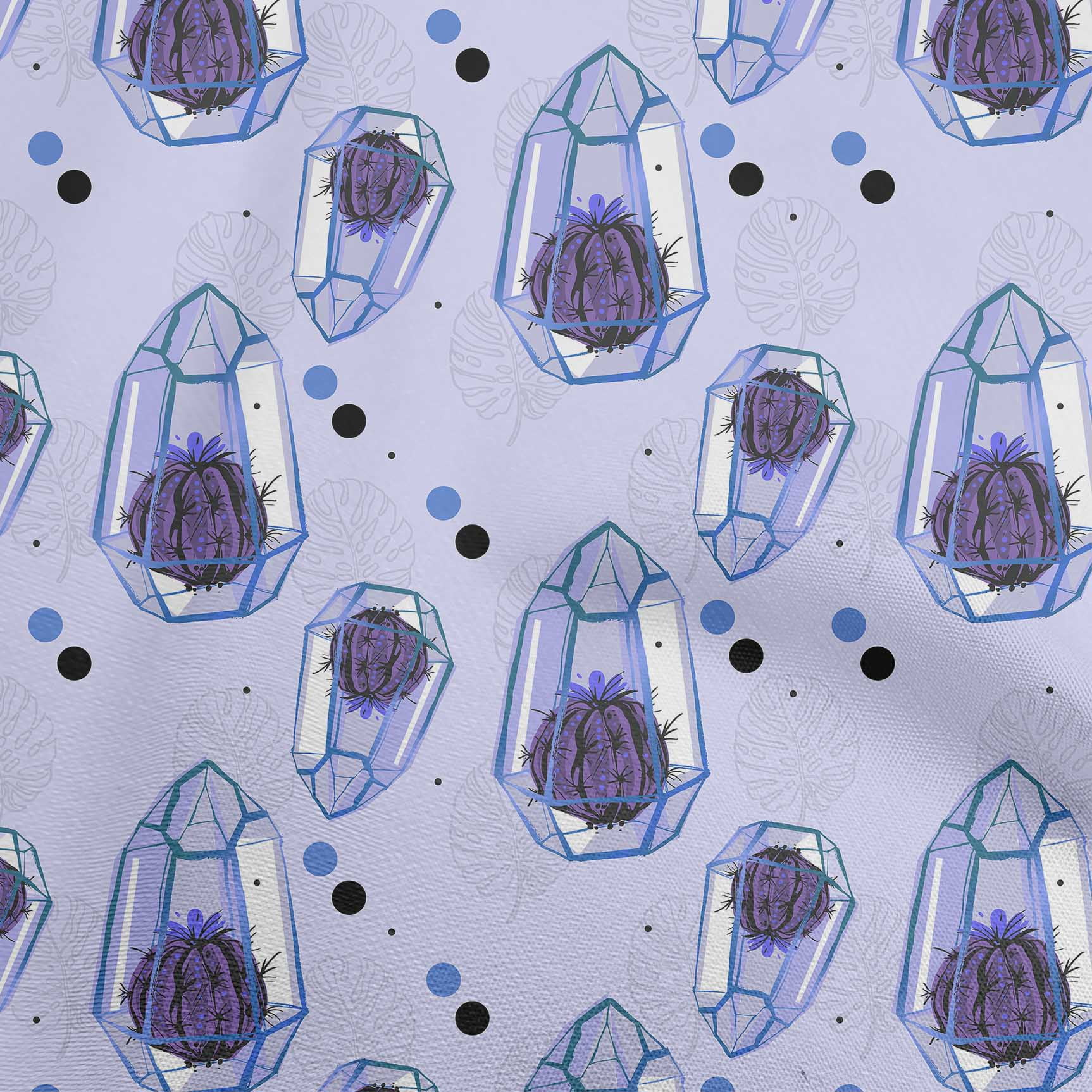 oneOone Viscose Chiffon Purple Fabric Plants Cactus Quilting Supplies ...