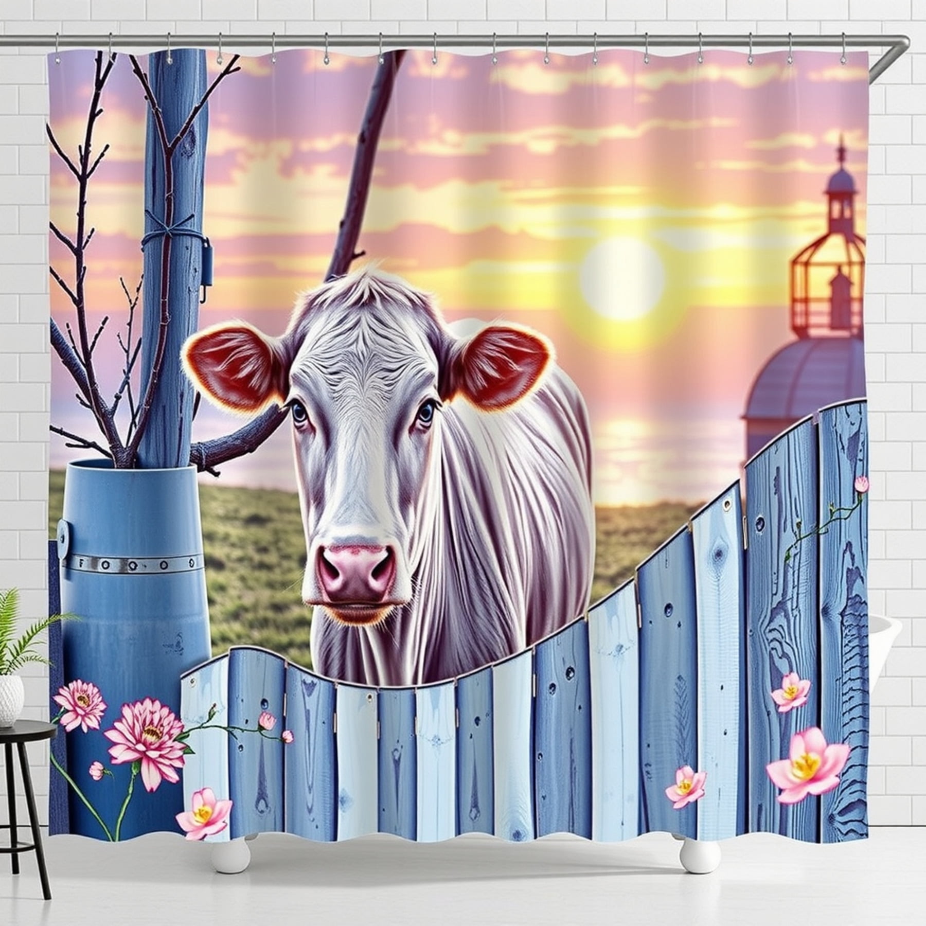 Click here for Qinc Charming White Cow Shower Curtain With Brown... prices