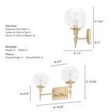 Hunter Xidane Alturas Gold with Clear Glass 2 Light Vanity Wall Light ...