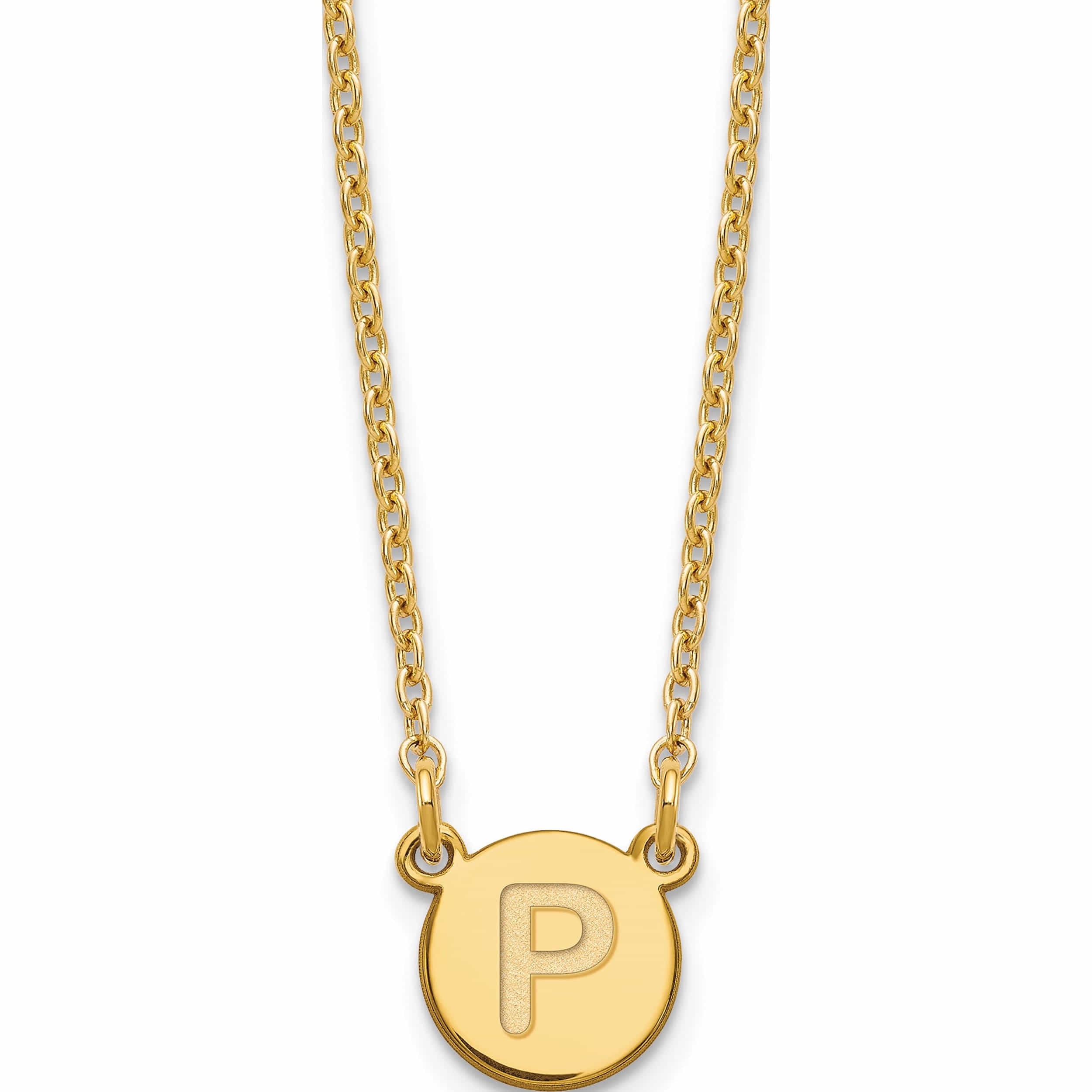 Ss/Gold Plated Sterling Silver Gold-Plated Tiny Circle Block Letter P ...