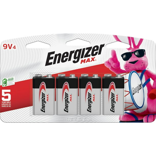 Energizer MAX 9V Batteries (4 Pack), 9 Volt Alkaline Batteries ...