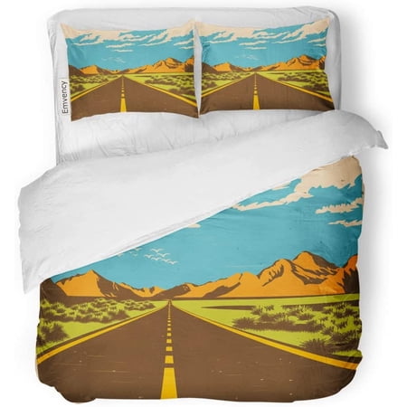 POGLIP 3 Piece Bedding Set Road of Route Through The Mountain Valley in ...