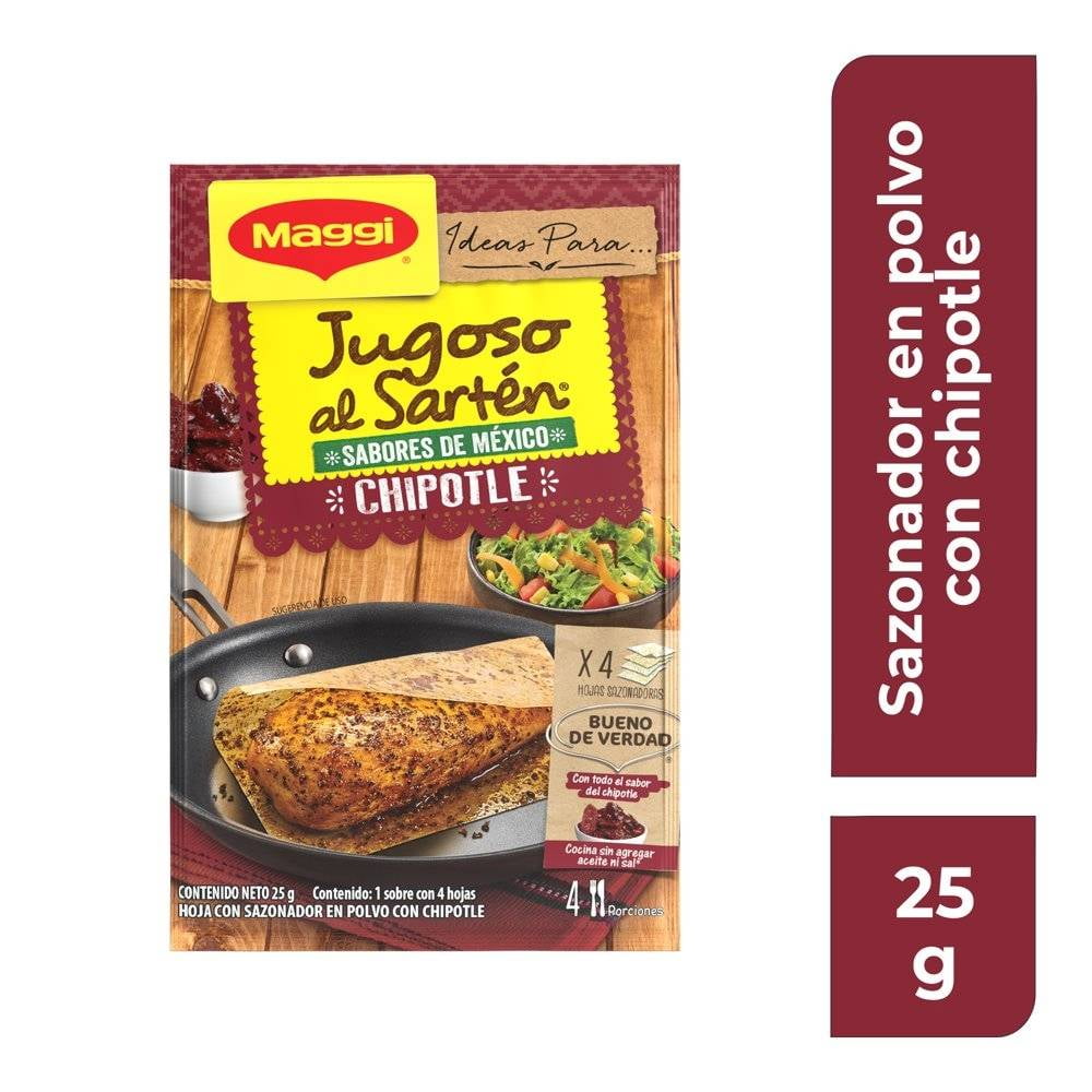 Hojas sazonadoras Maggi Jugoso al Sartén sabor chipotle 1 sobre con 4 ...