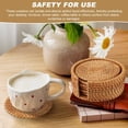 6 Pcs Handmade Rattan Coasters with Holder,Natural Wicker Boho Coaster ...