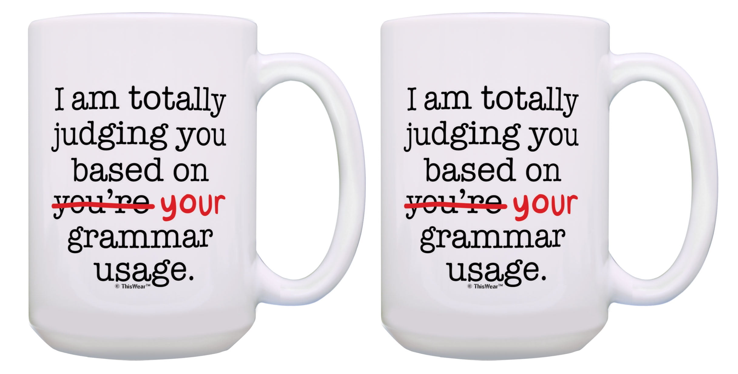 ThisWear Teacher Mug Set Judging Your Grammar Funny Grammar Cup 2 Pack ...