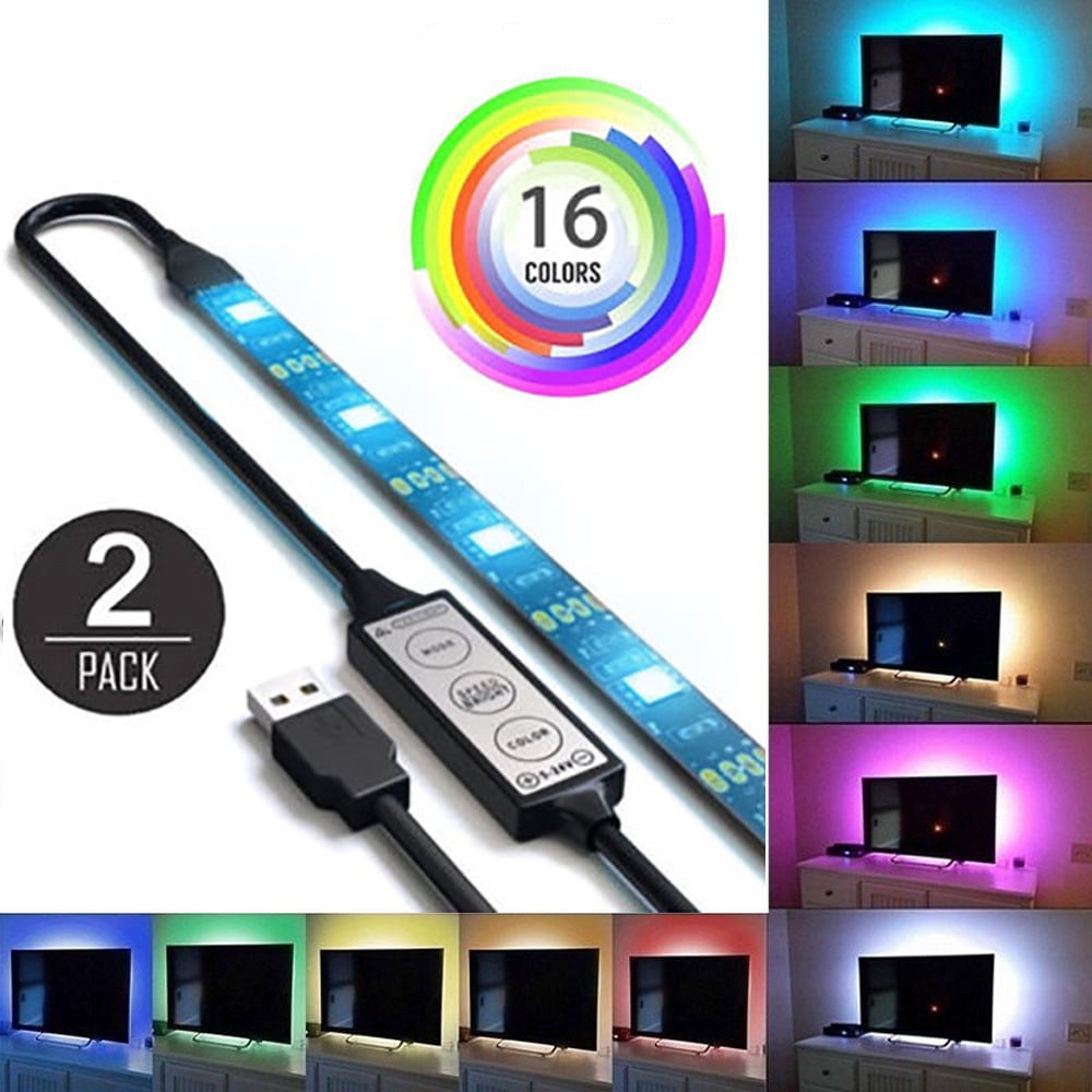 2Pcs USB Powered RGB 5050 LED Strip Lighting For TV Computer Background ... 2Pcs USB Powered RGB 5050 LED Strip Lighting For TV Computer Background ...