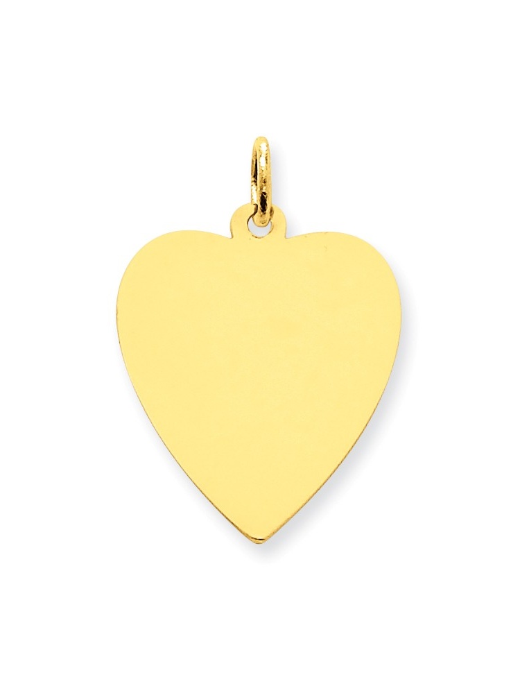 14k Yellow Gold .035 Gauge Engravable Heart Disc Charm Necklace Pendant ...