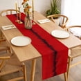 Abstract Red Cotton Linen Table Runner Black Water Ink Painting Modern ...