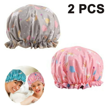 Shower Caps, Double Layers Bath Hat for Women to Cover Long and Thick ...