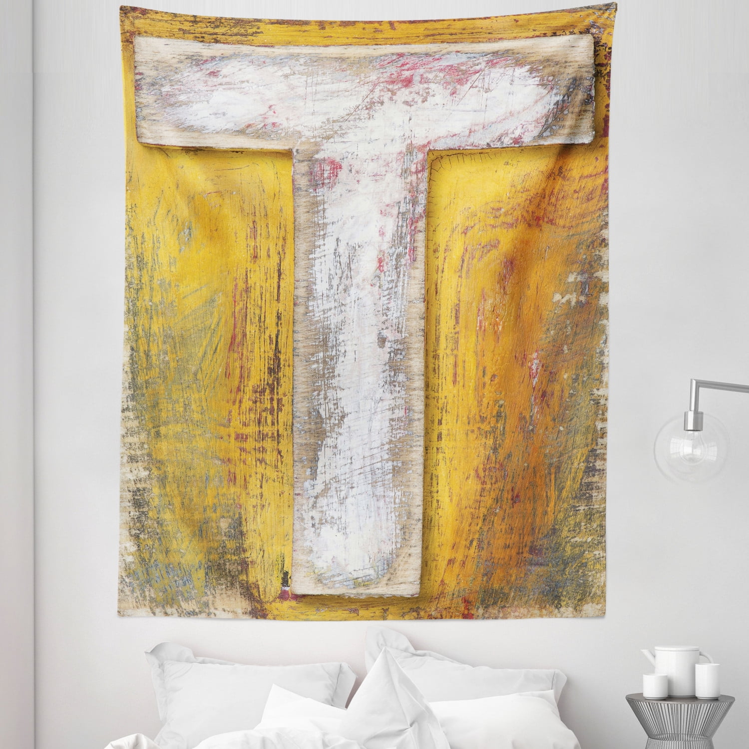 Letter T Tapestry, Wooden Alphabet Block Uppercase T Worn Old ...