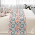 Bed Runner for Cal King Size Bed, Teal Orange 3 Pcs Bedding Runner Set ...