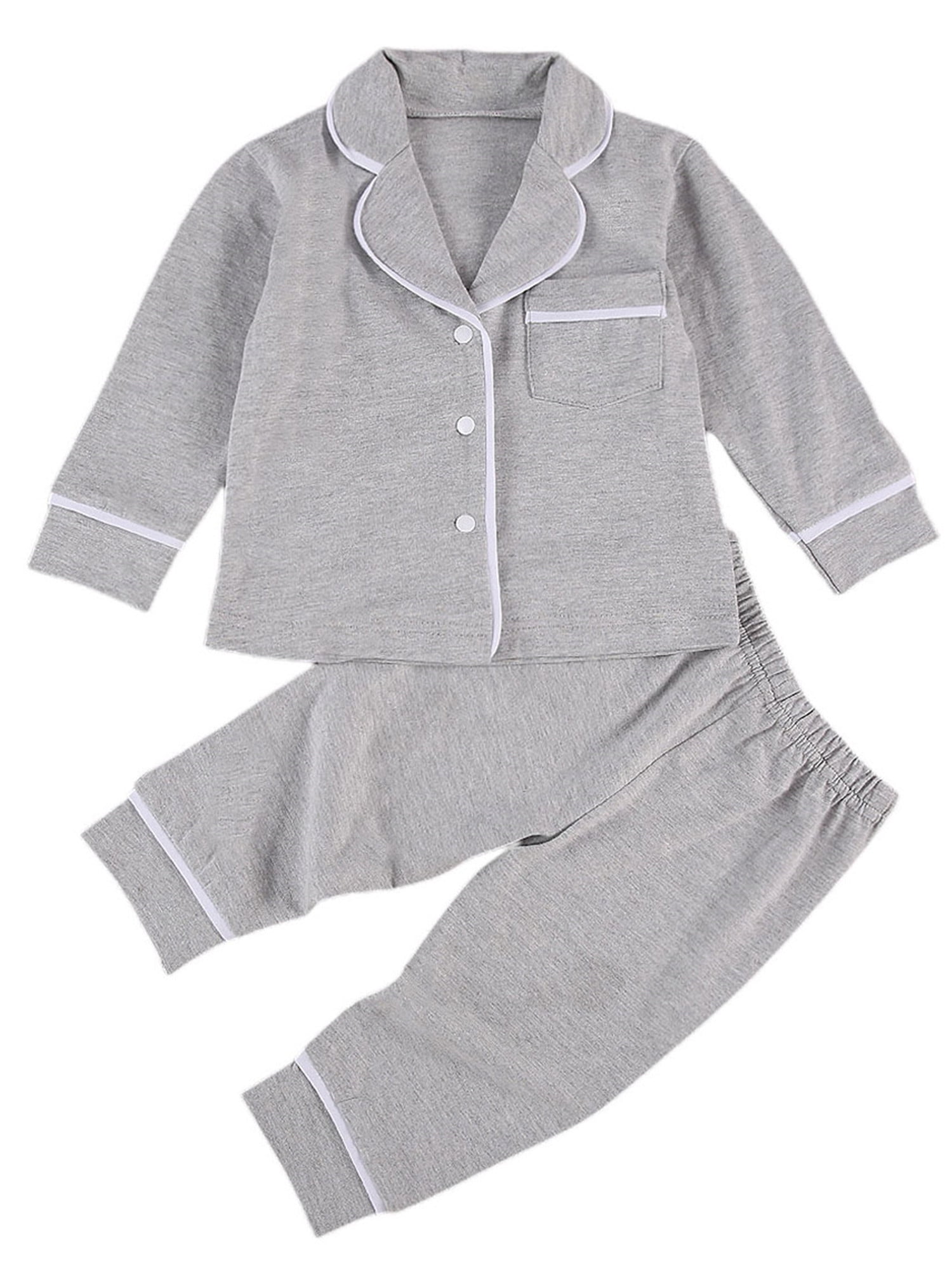 Aunavey Cotton Pajamas for Grils Boys Kids Toddler Button Down Pajamas ...