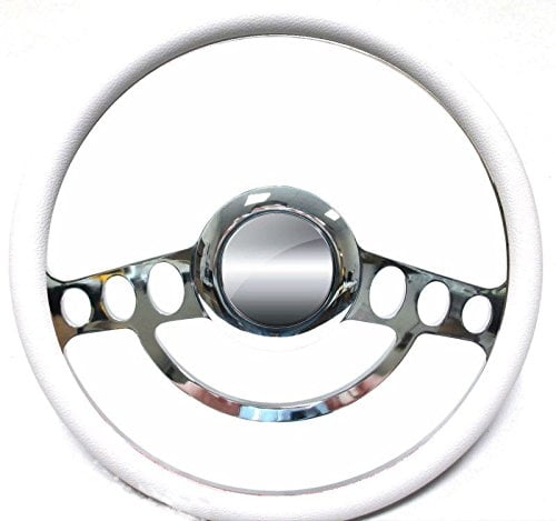 Chrome & White Steering Wheel for Ford Hot Rod or Truck w/Aftermarket ...