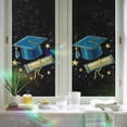 Blue Graduation Cap Window Privacy Film, Diploma Yellow Sparkling Stars ...