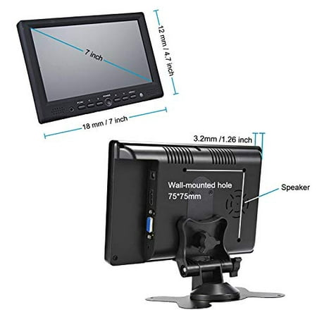 Loncevon- 7 inch Portable Small HDMI VGA Mini Monitor ;IPS 1024x600 ...