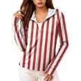 Breathable Striped Sun Shirt for Women UPF 50+ - Hooded Zip Up Rash ...