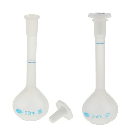 2 Pcs Lab 25ml Plastic Clear Long Neck Volumetric Measuring Flask with ...
