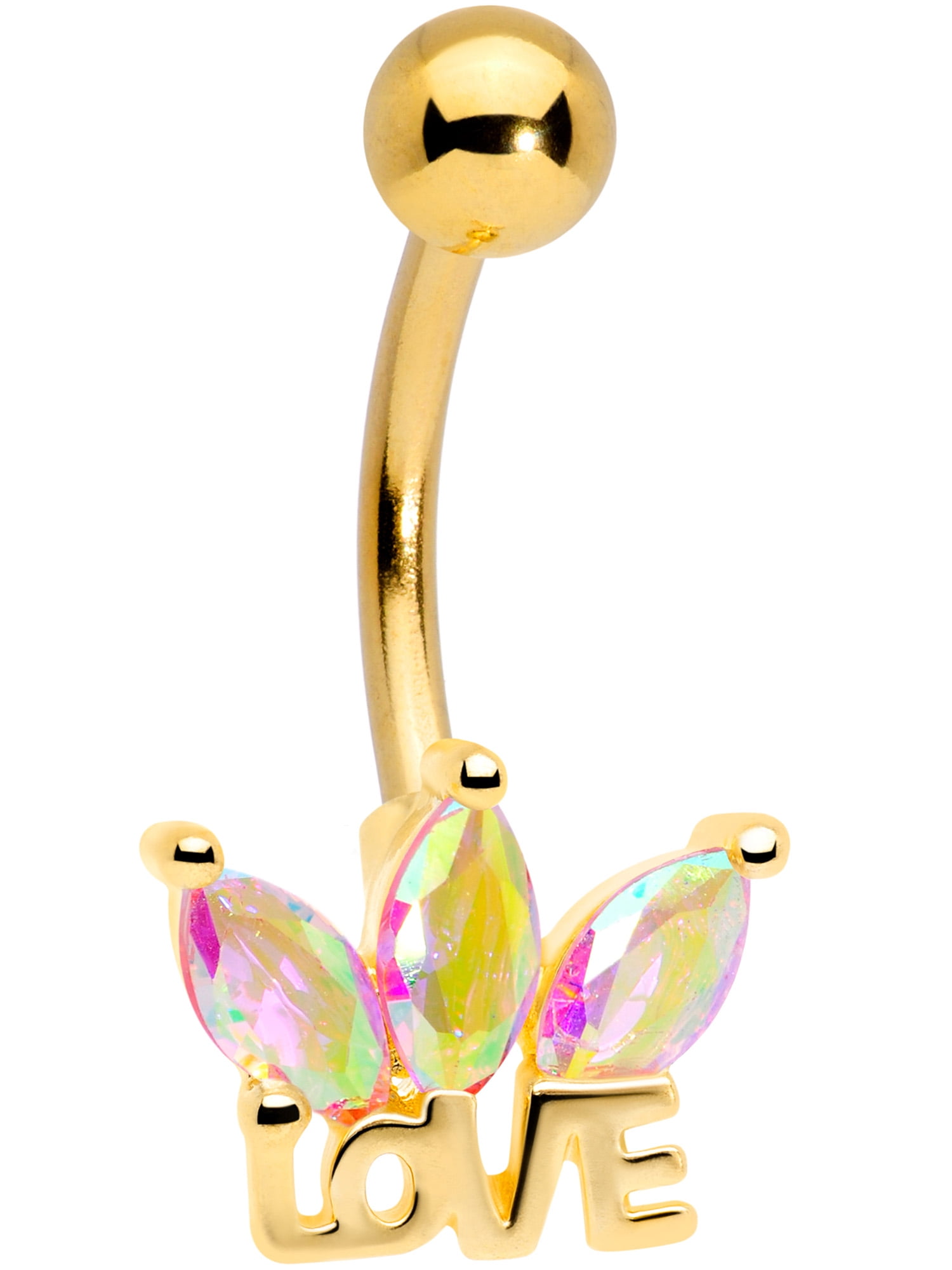 Body Candy Womens 14G Plated Steel Navel Ring Piercing Aurora Accent ...